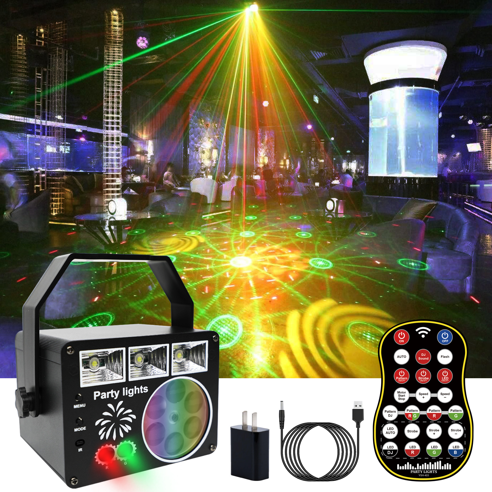 Flashback Events 3 in 1 USB Powered Disco Ball Laser and LED Strobe ...