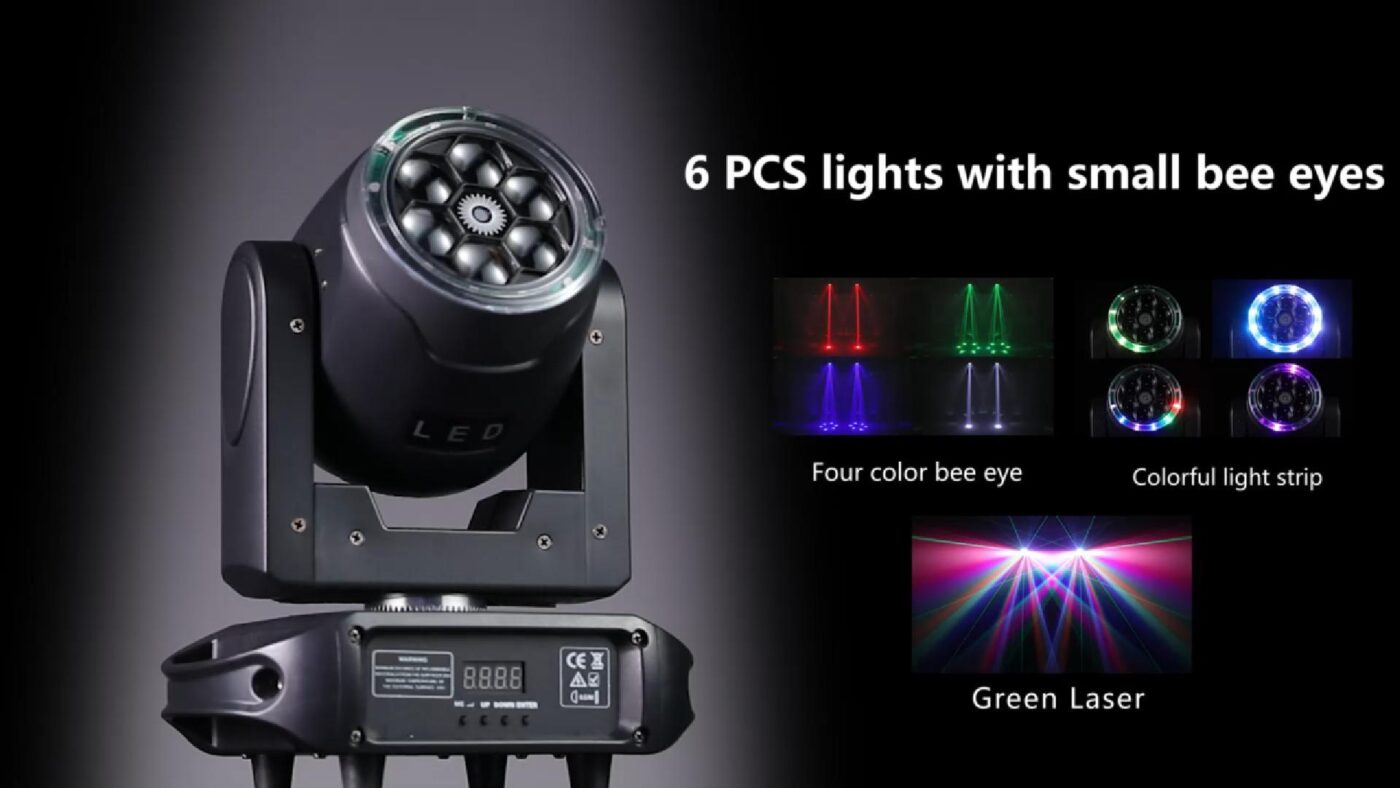 DJ Lights Six Bee Eye Sharp Sword Beam Moving Head Light with green ...